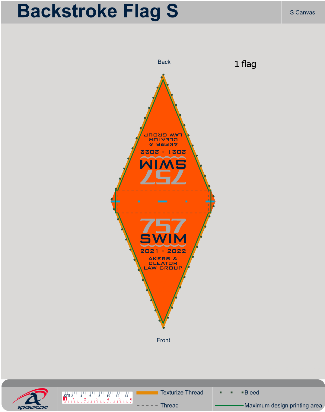Canvas Backstroke Flag Small (2022) - Agonswim.com