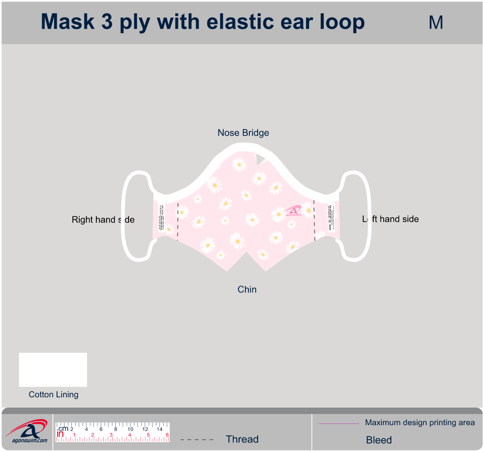 Latch microfiber Mask 3 ply with ear loops Fully Front Lined (2021 ...
