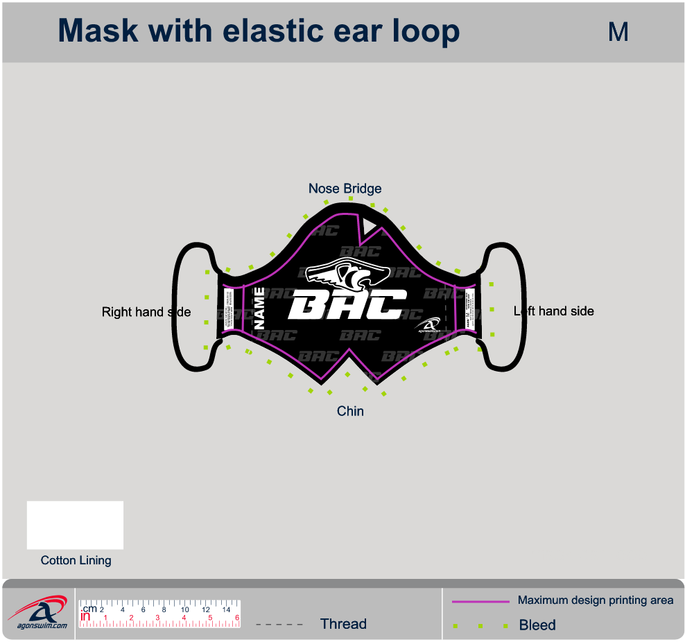 Hygienic microfiber Mask with elastic ear loops Fully Front Lined (2021 ...