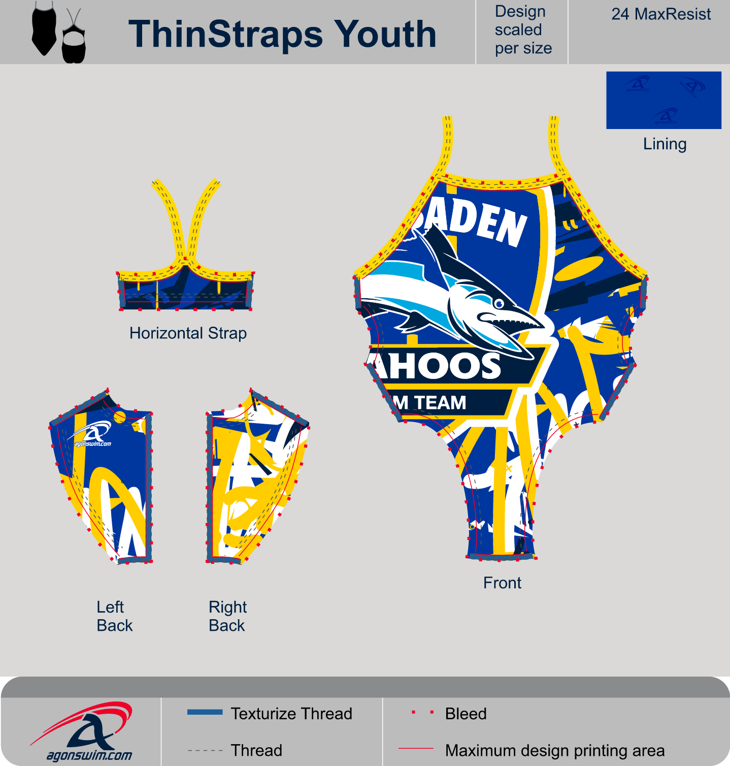 MaxResist ThinStraps Youth Fully Front and Back Lined (2025) - Agonswim.com