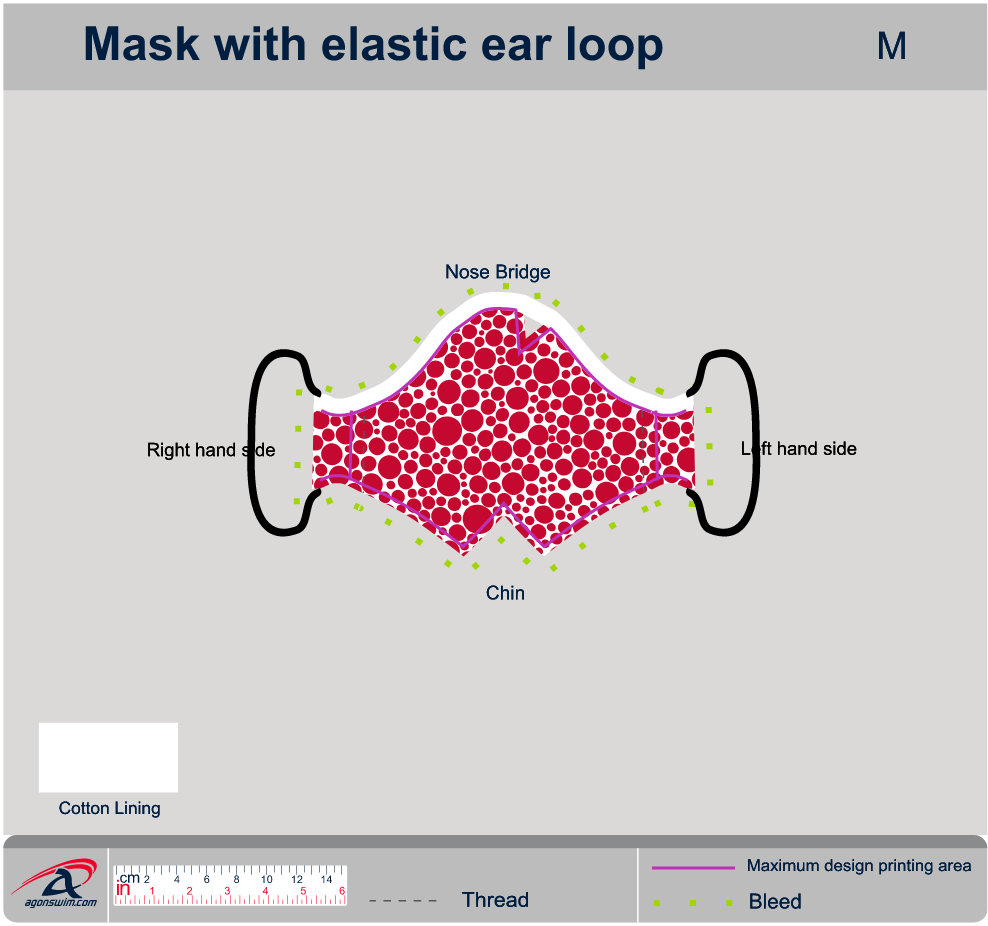 Hygienic microfiber Mask with elastic ear loops Fully Front Lined (2020 ...