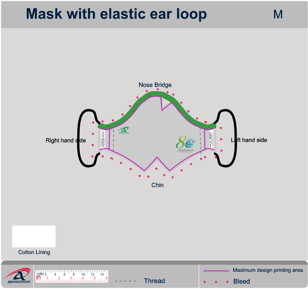 Hygienic microfiber Mask with elastic ear loops Fully Front Lined (2021 ...